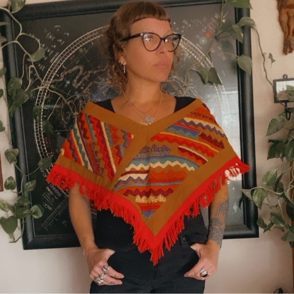 Artisan Made | Tops | Vtg Hand Woven Half Poncho Southwestern Style ...
